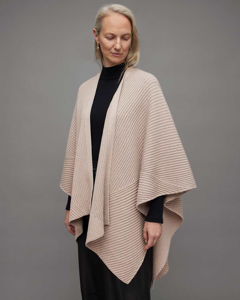 Robyn Ribbed Ruana Scarf BLUSH PINK | ALLSAINTS